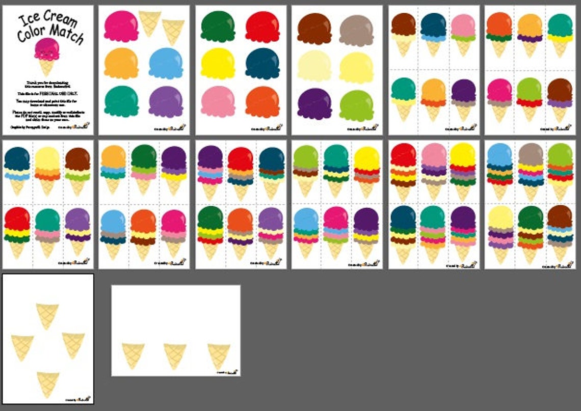 Ice cream color matching game Printable busy book Color | Etsy