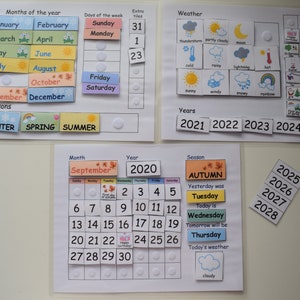 Perpetual Calendar for Kids, Daily Calendar for Toddlers, Morning Board ...
