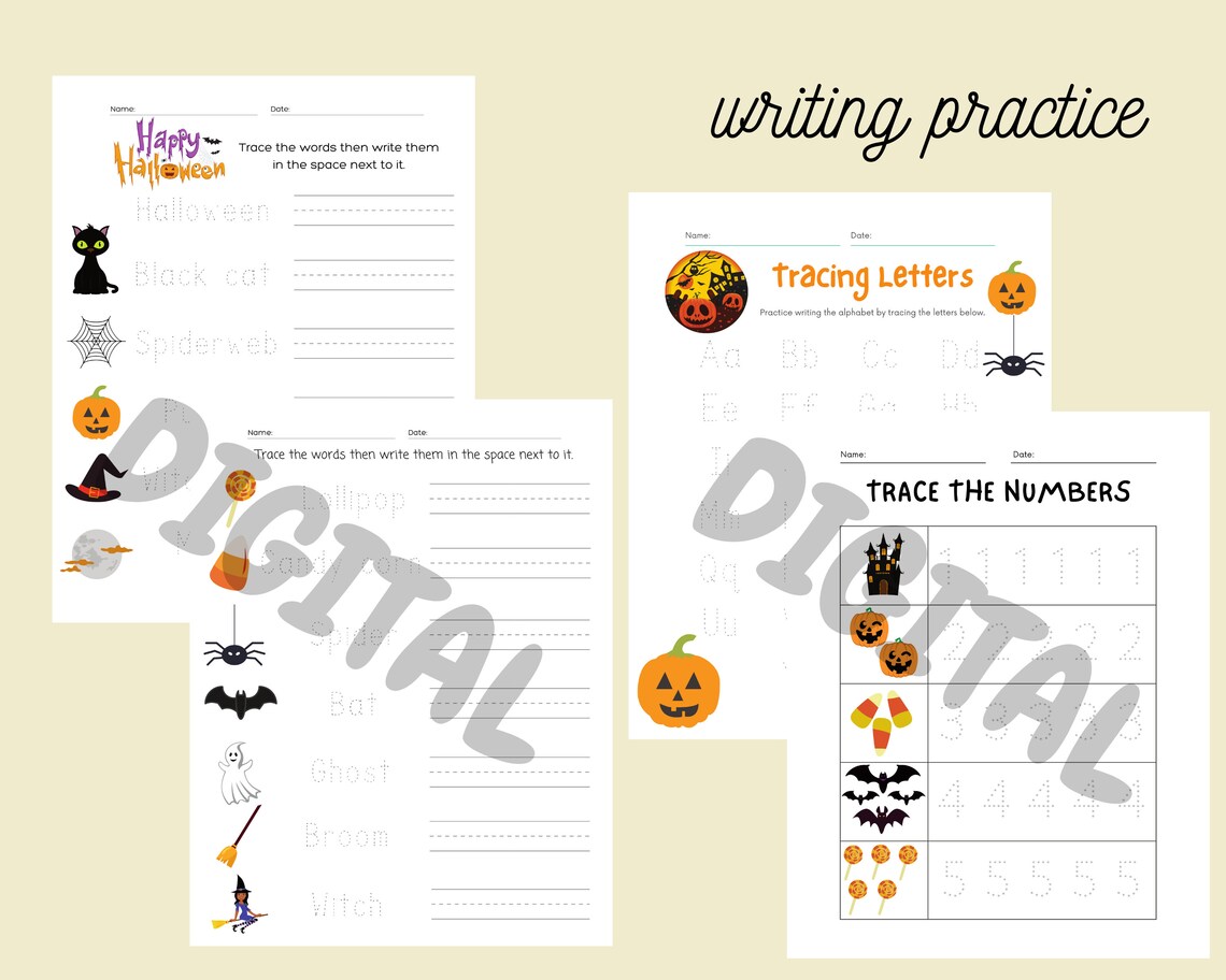 Halloween Worksheets for Kindergarten and First Grade Kids - Etsy
