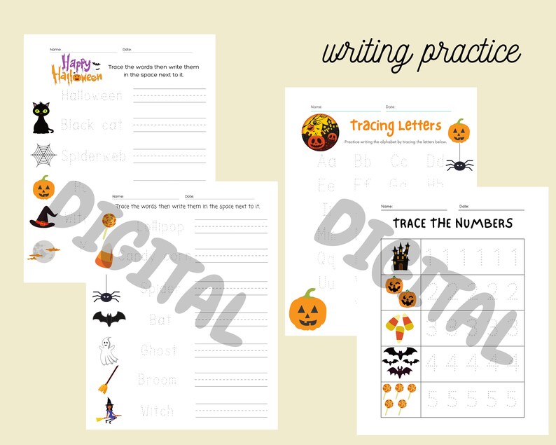 Halloween Worksheets for Kindergarten and First Grade Kids - Etsy