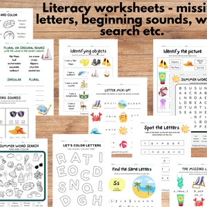 Summer Beach Worksheets for Toddler and Preschool Kids, Summer Activity ...
