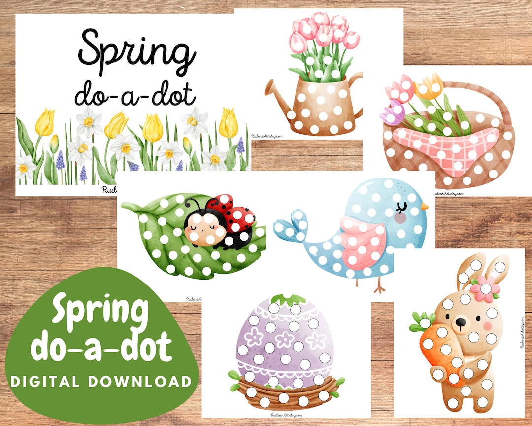 Spring Do a Dot Worksheets for Kids, Easter Play Dough Mat for ...