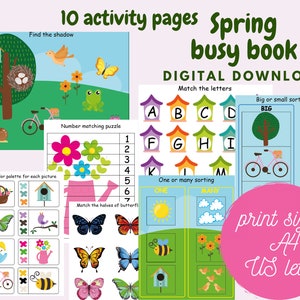 Spring Busy Book Printable for Kids, Spring Activity Workbook for ...