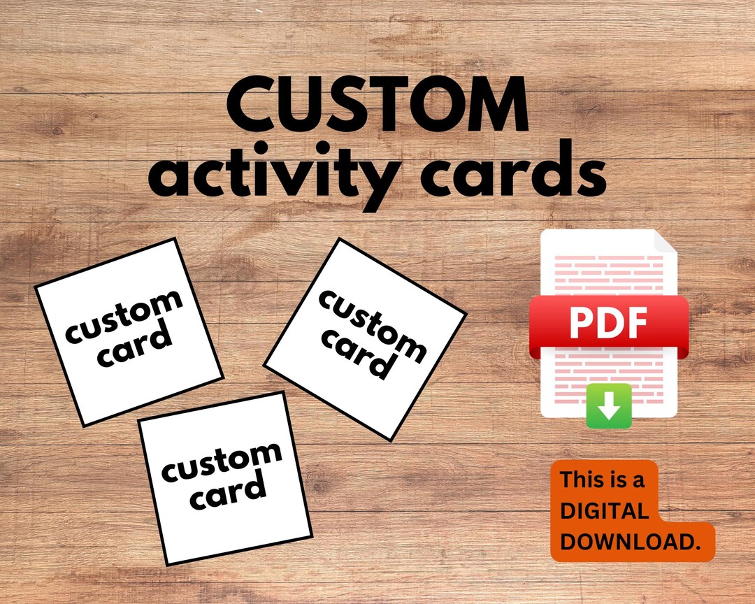 Custom Activity Cards DIGITAL COPY, PDF File (compatible With Weekly ...