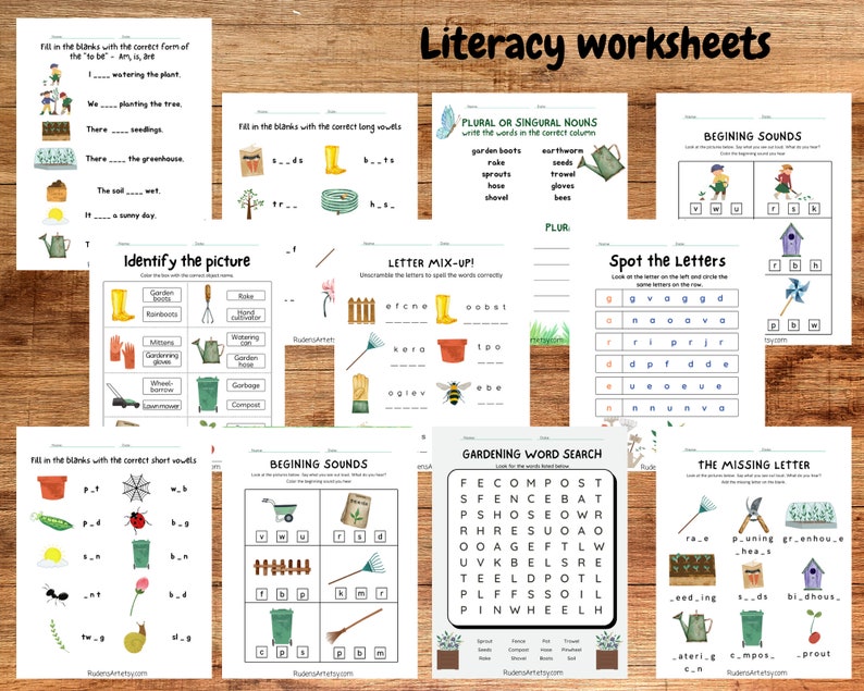 Gardening Unit Study, Gardening Learning Pack - Flashcards, Tracing and ...