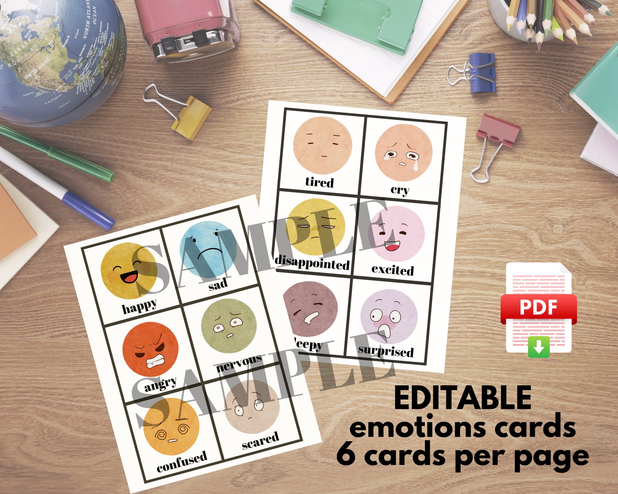 Editable Emotion Cards, Emotion Face Flashcards, Feelings Flash Cards ...
