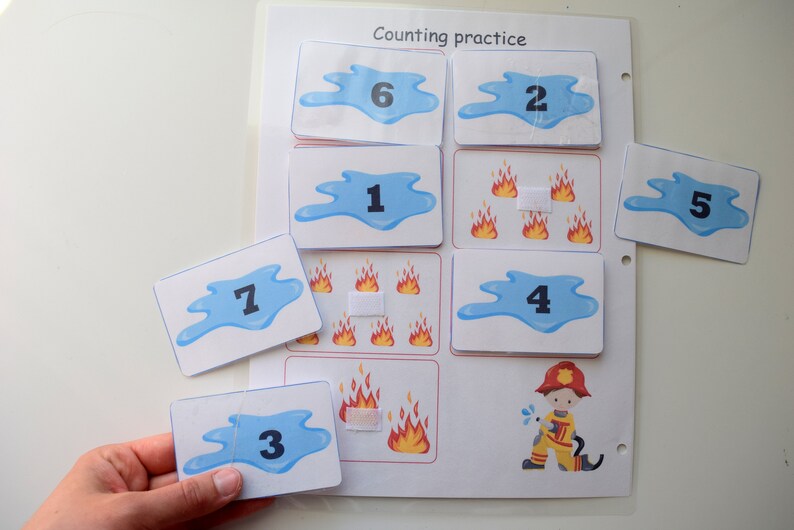 Number match worksheet Firefighter themed Matching game | Etsy