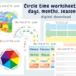 Circle Time Worksheets for Kids - Days, Months and Seasons Wheels and ...