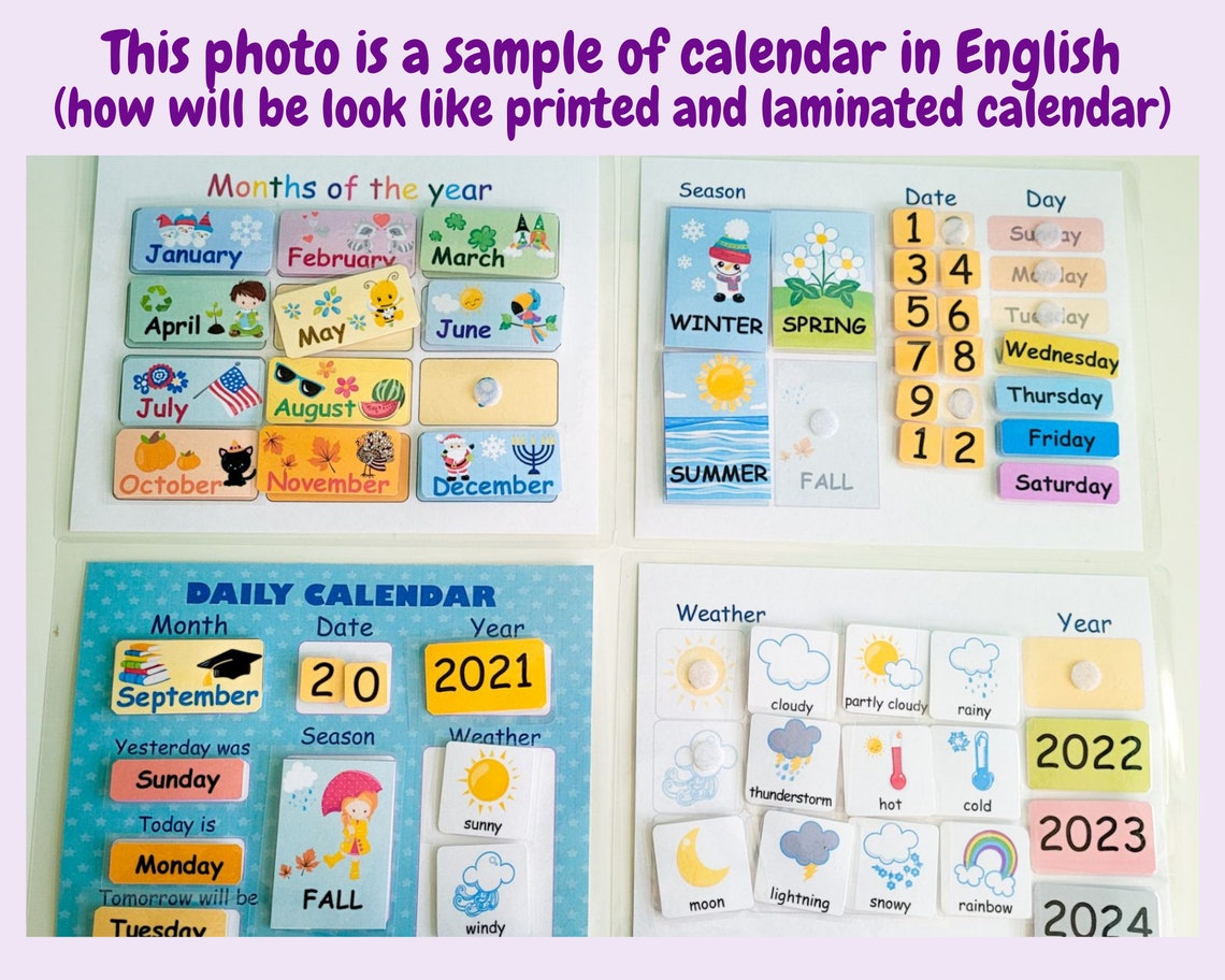 GERMAN Kids Daily Calendar With Weather Chart Classroom - Etsy
