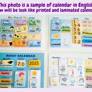 GERMAN Kids Daily Calendar With Weather Chart, Classroom Calendar 2024 ...