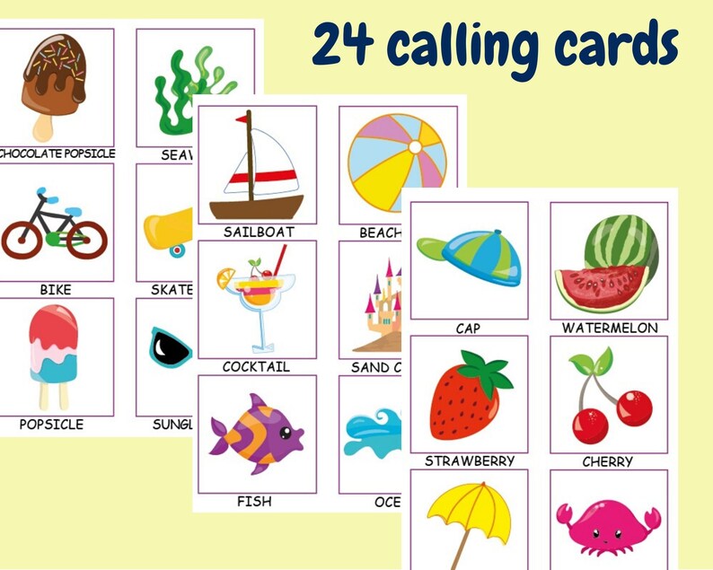 Beach Bingo Game Summer Camp BINGO for Kids Printable Bingo - Etsy