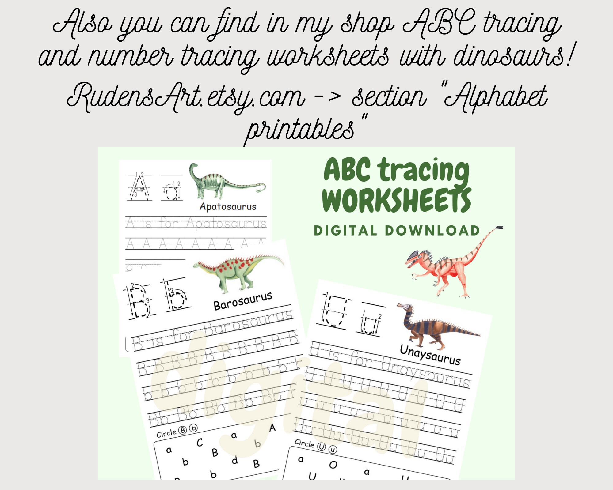 Dinosaur Number Tracing Worksheets