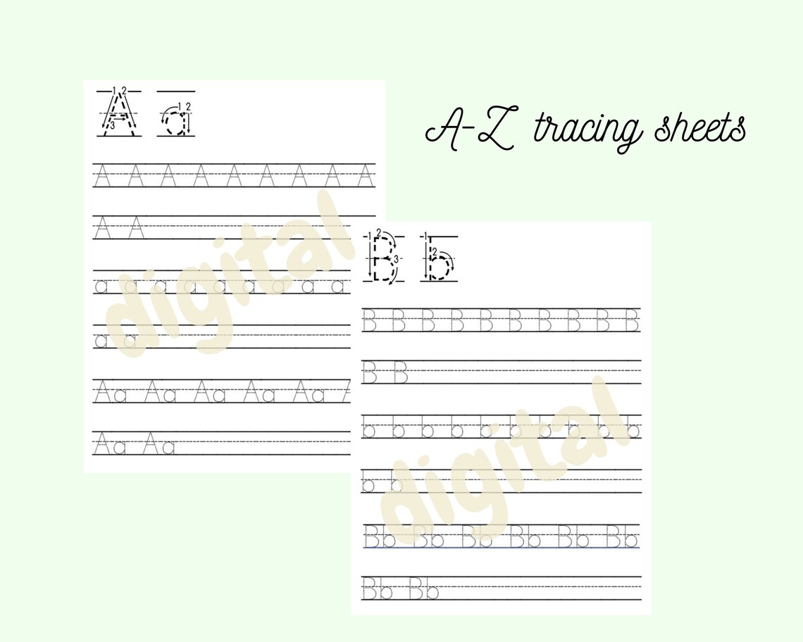 Alphabet Tracing Worksheets ABC Letters Printable Sheets - Etsy