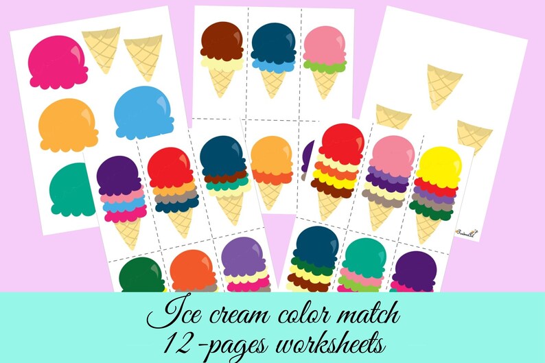 Ice Cream Color Matching Game Printable Busy Book Color - Etsy