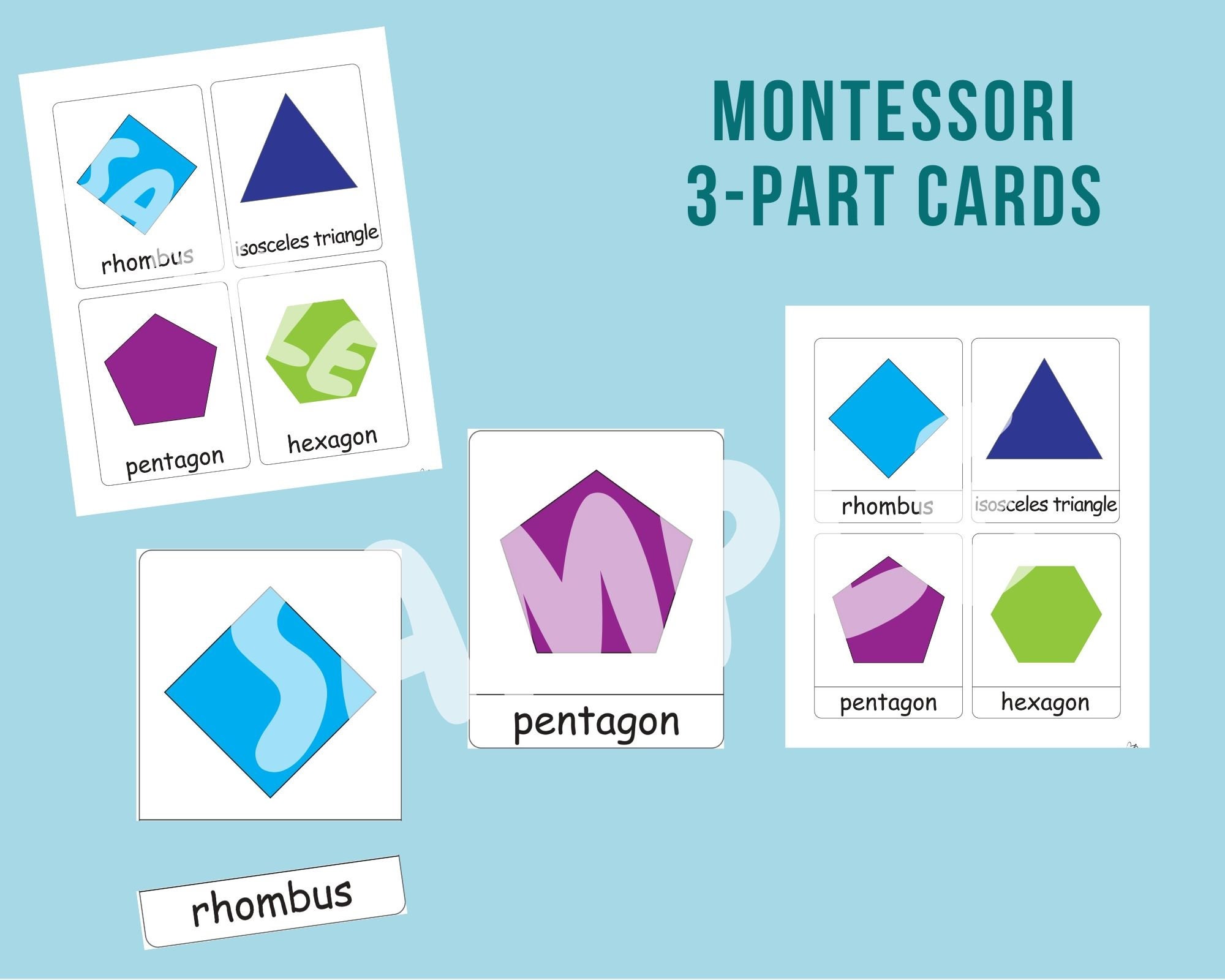 Shapes Flashcards Geometric Flash Cards Montessori - Etsy Canada