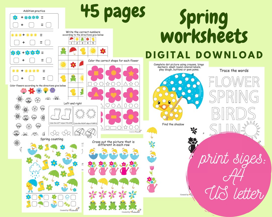 Spring Preschool Worksheets for Kids, Spring Busy Book Printable ...