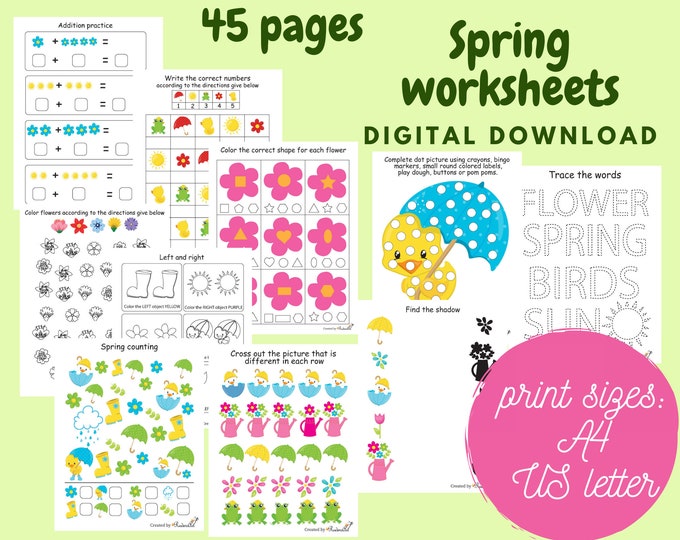 Spring Preschool Worksheets for Kids, Spring Busy Book Printable ...