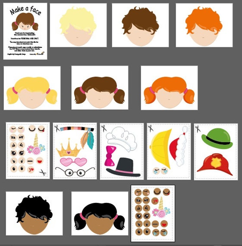 Make a Face Printable Craft for Kids Toddler Busy Book - Etsy