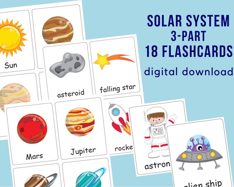 Solar System Flashcards, Galaxy Activity for Toddler, Planets Flash ...