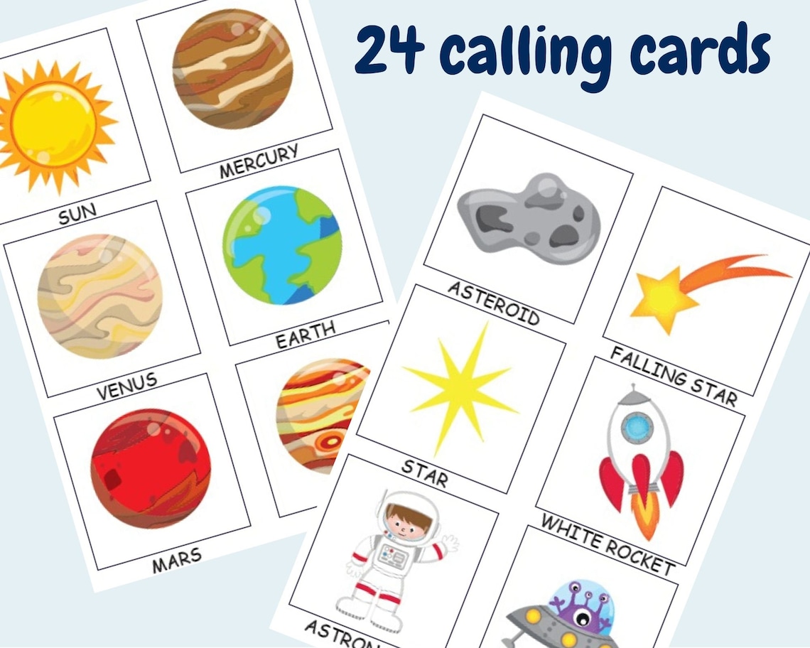 Solar System BINGO Game 24 Space Bingo Cards Planets | Etsy