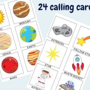 Solar System BINGO Game, 24 Space Bingo Cards, Planets Printable Bingo ...