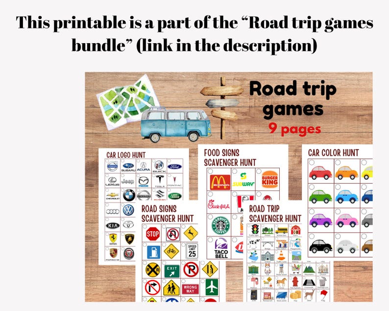 Transportation Scavenger Hunt, Car Logo Hunt, Road Trip Games, Family ...