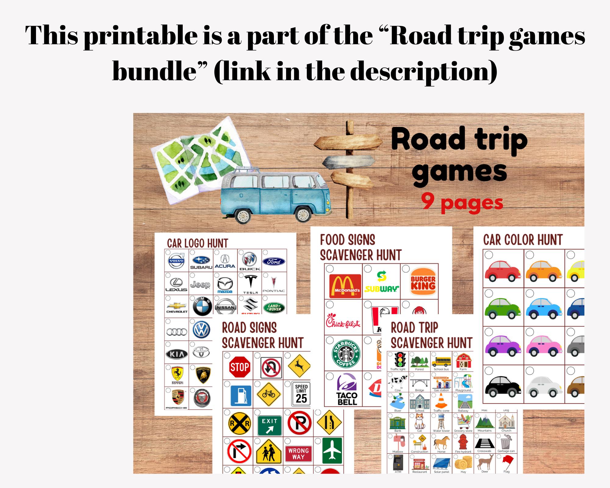 Transportation Scavenger Hunt, Car Logo Hunt, Road Trip Games, Family ...