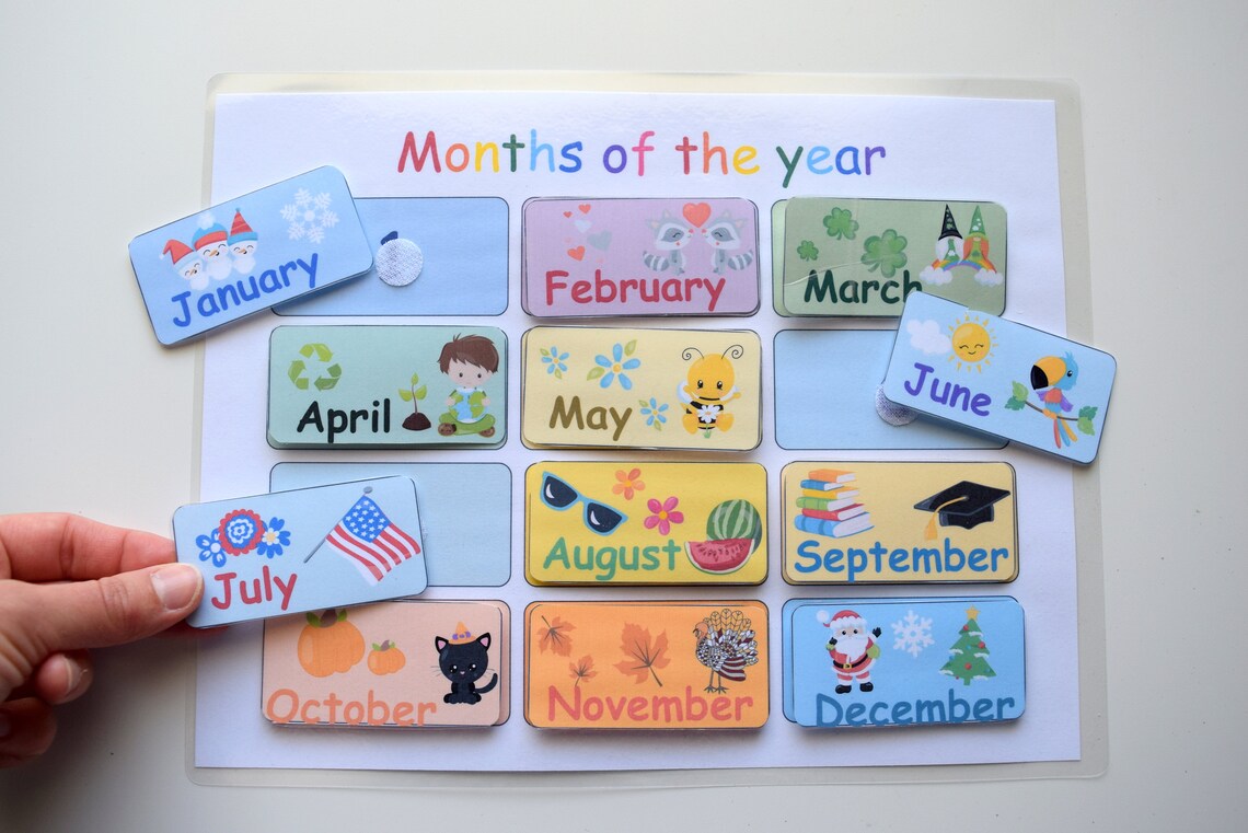 Kids Daily Calendar 2024, Morning Board, Preschool Printables, Months ...