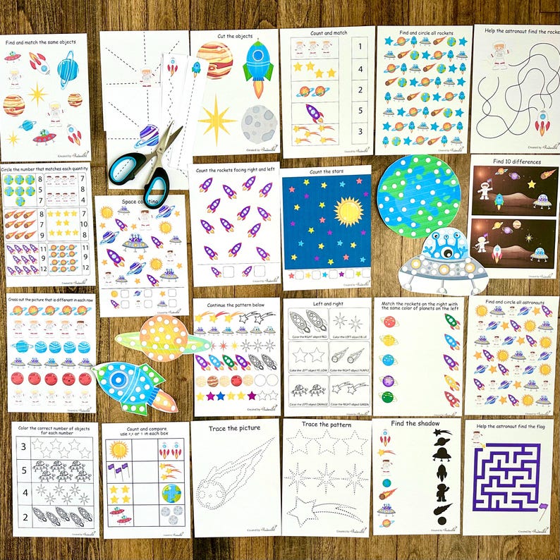 Space Worksheets, Solar System Preschool Printable, Planets Busy Book ...