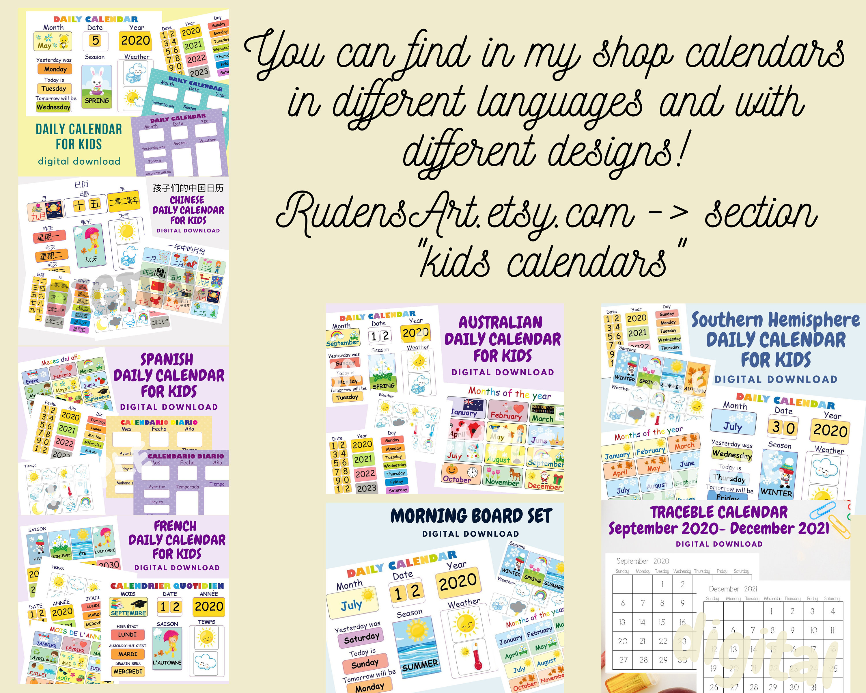 Months of the Year Printable Busy Book, Kids Calendar, Morning Board ...