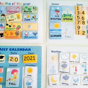 Kids Daily Calendar 2024, Morning Board, Preschool Printables, Months ...