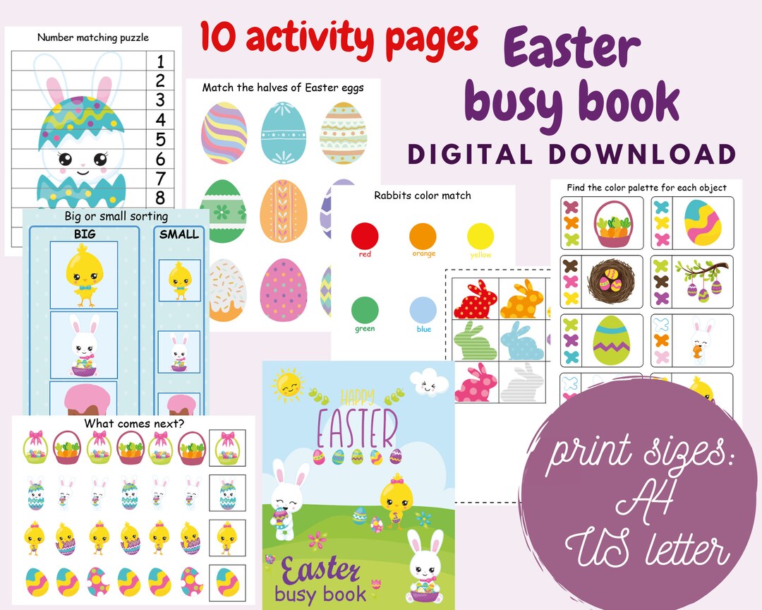 Easter Busy Book Printable for Kids, Easter Activity Workbook for ...