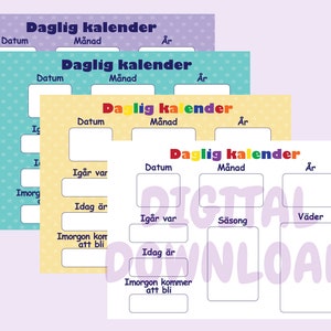 SWEDISH Kids Morning Board, Daily Calendar 2025, Classroom Learning ...