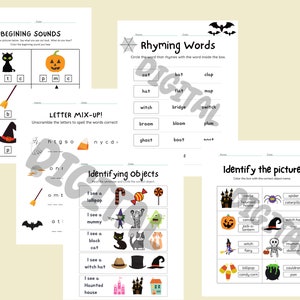 Halloween Worksheets for Kindergarten and First Grade Kids, Halloween ...