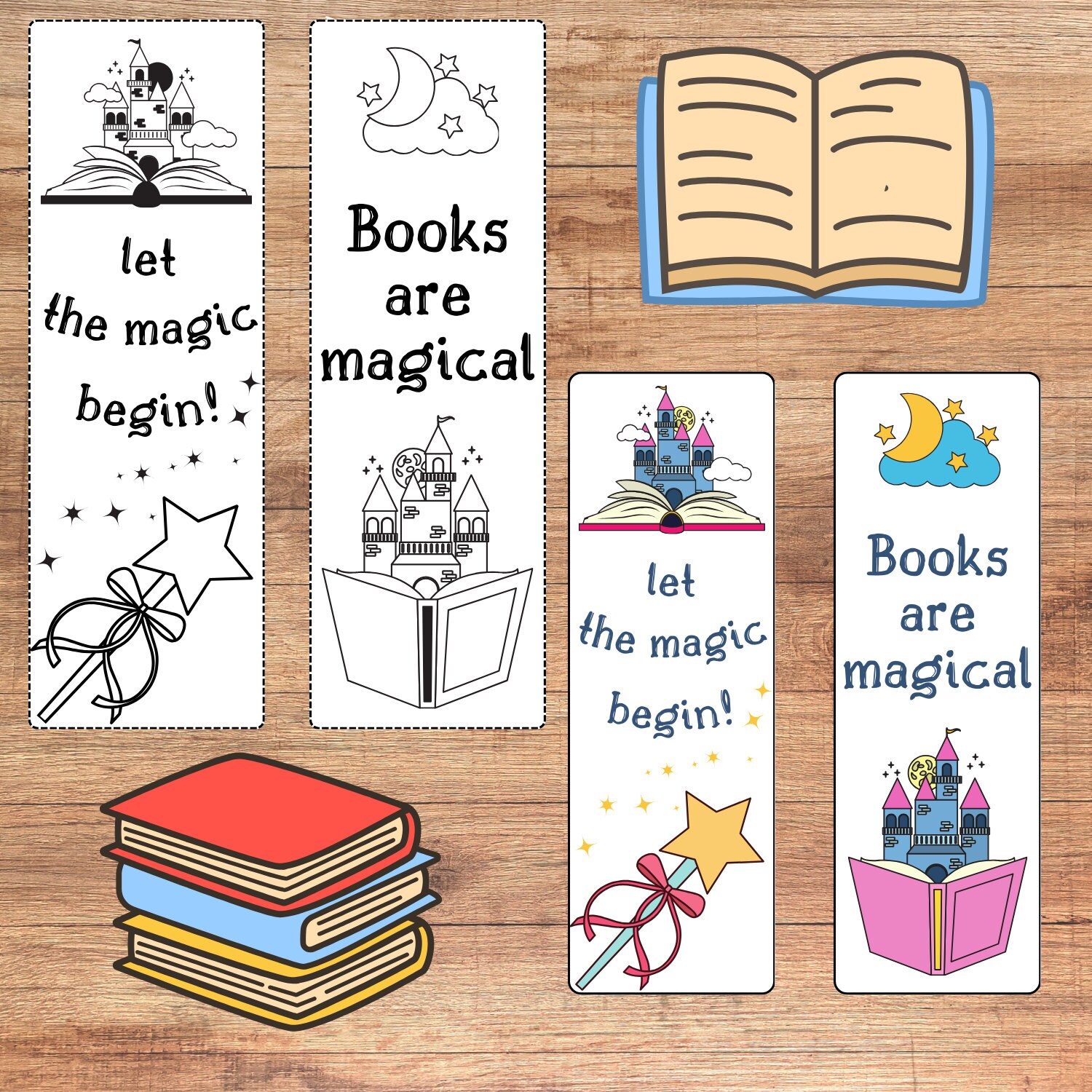 Coloring Bookmarks for Kids, Children’s Printable Bookmark, Digital ...