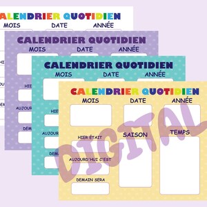 French Kids Calendar 2024, Printable Morning Board, Perpetual Calendar ...