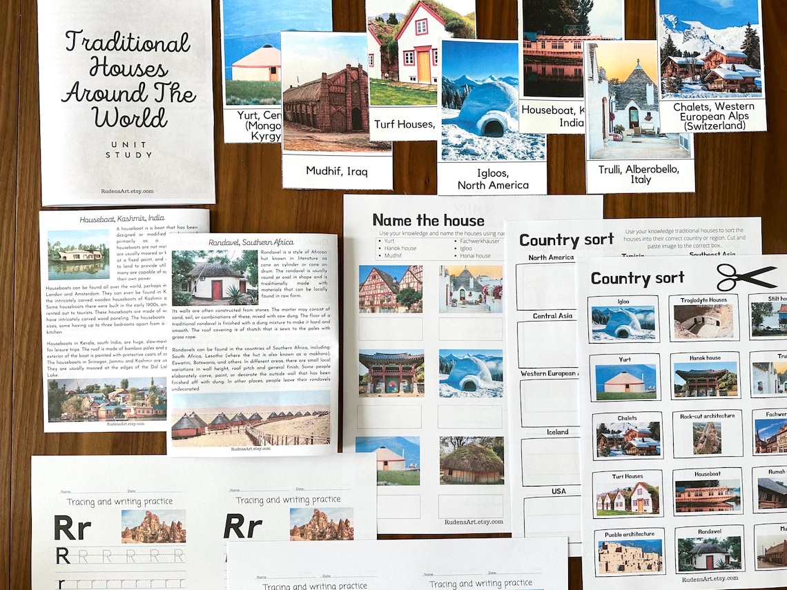 Traditional Houses Around the World Unit Study - Three-part Cards ...