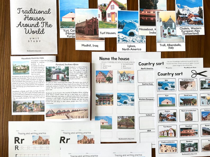 Traditional Houses Around the World Unit Study - Three-part Cards ...