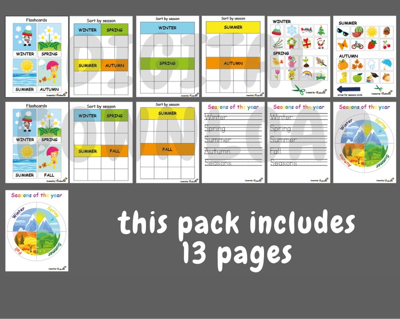 Seasons Worksheets for Preschool and Kindergarten, Four Seasons Circle ...