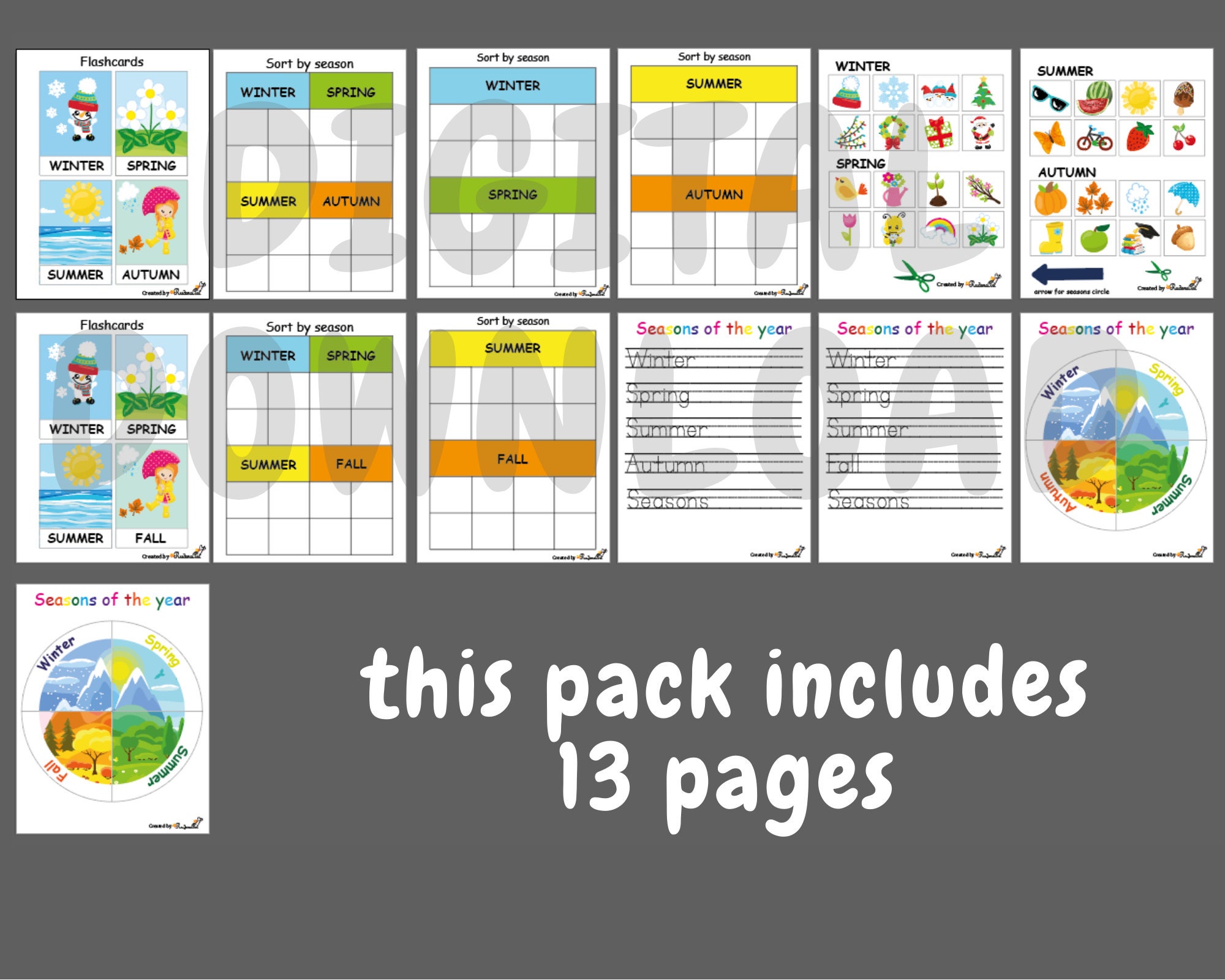 Seasons Worksheets for Preschool and Kindergarten, Four Seasons Circle ...
