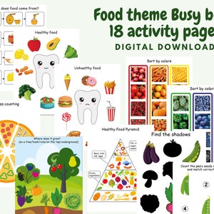 Food Busy Book for Kindergarten and Toddler Kids, Food Theme Learning ...