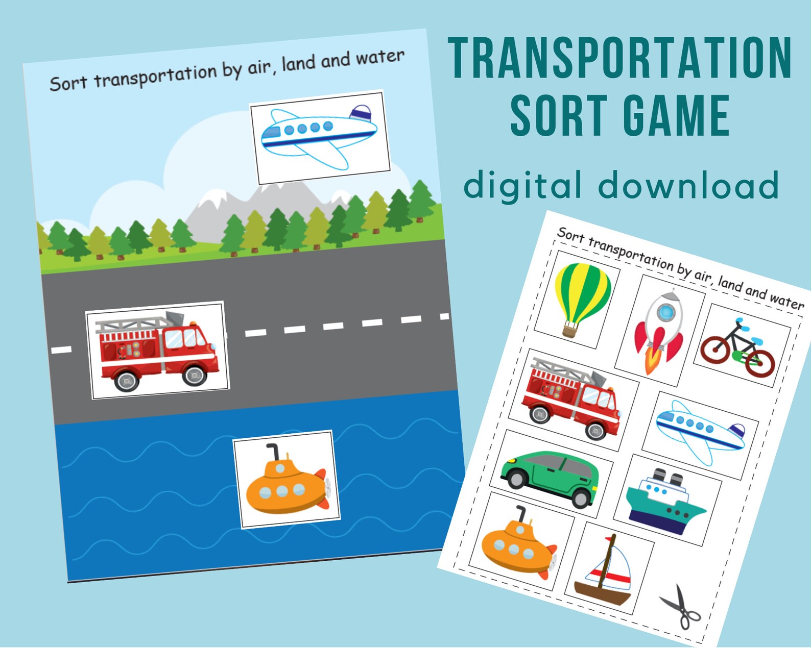 Transportation Sort Worksheet Busy Book Preschool Printable - Etsy Canada