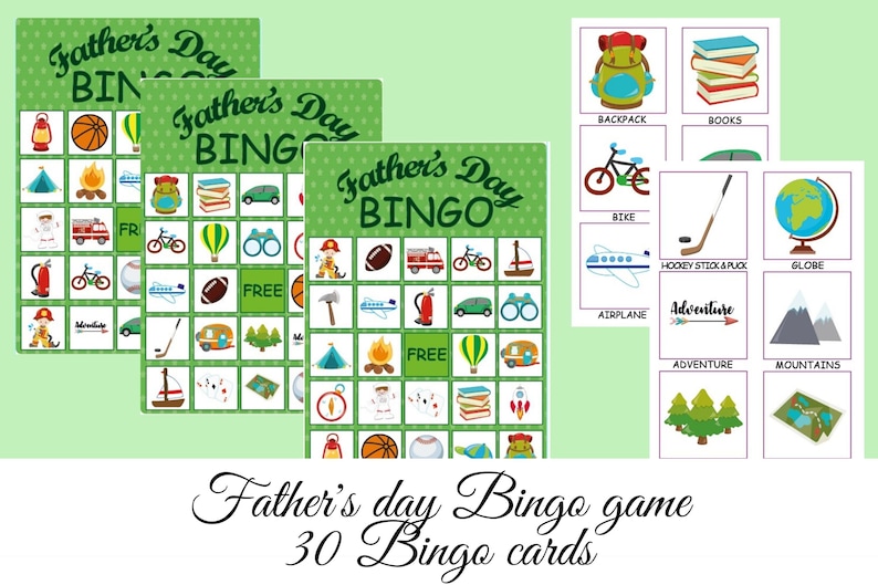 Father's Day BINGO Game, Fathers Day BINGO Cards, Printable Game, Bingo ...