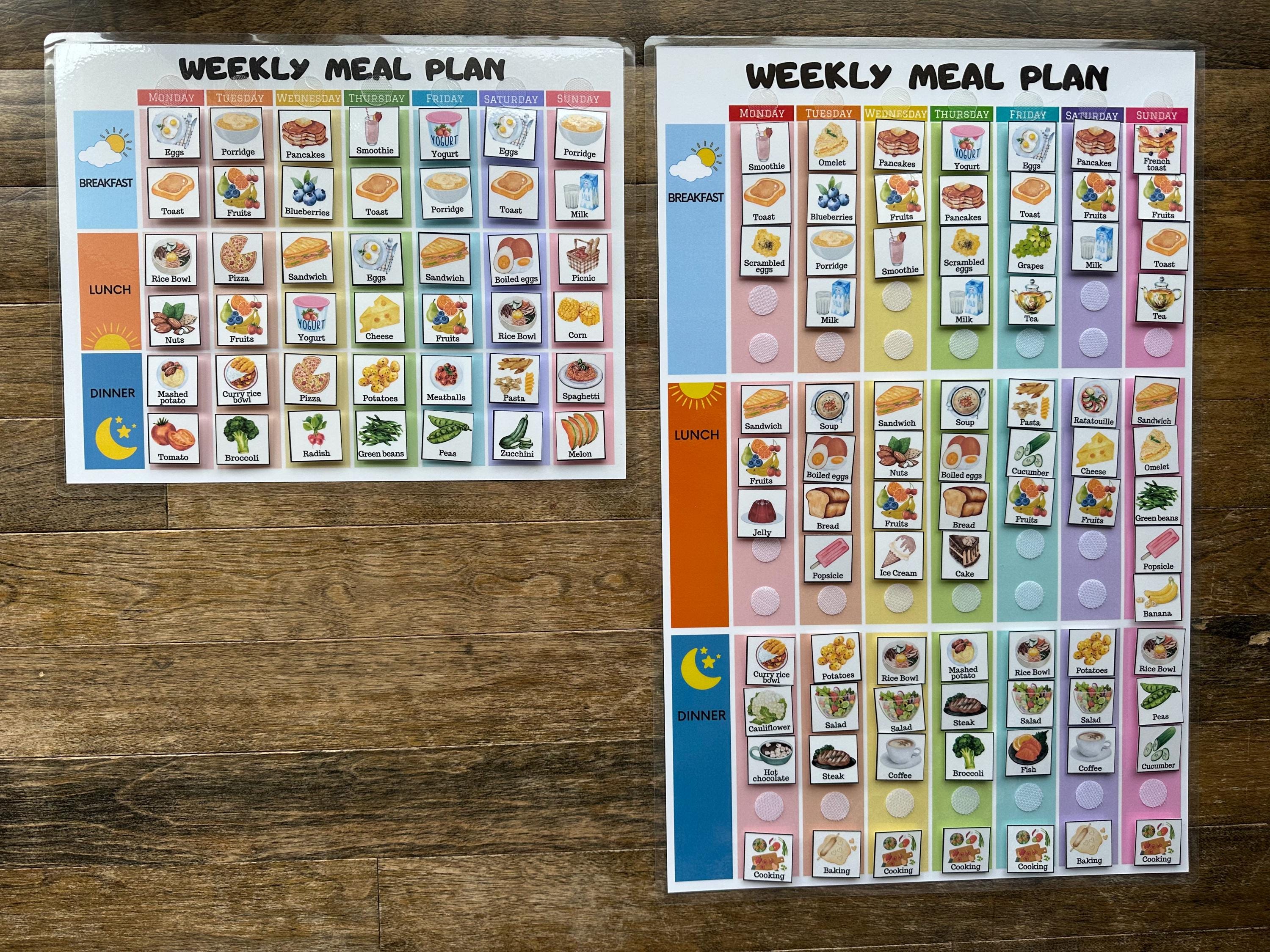 Kids Meal Planner, Visual Weekly Meal Calendar, Kids Menu Template ...