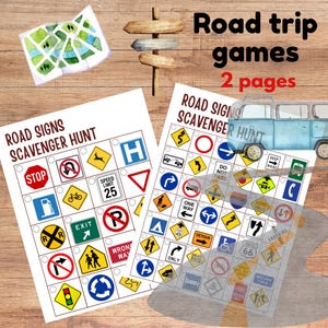 Road Signs Scavenger Hunt, Family Travel Games for Kids, Summer Travel ...