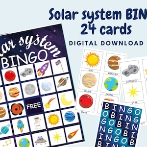 Solar System BINGO Game, 24 Space Bingo Cards, Planets Printable Bingo ...