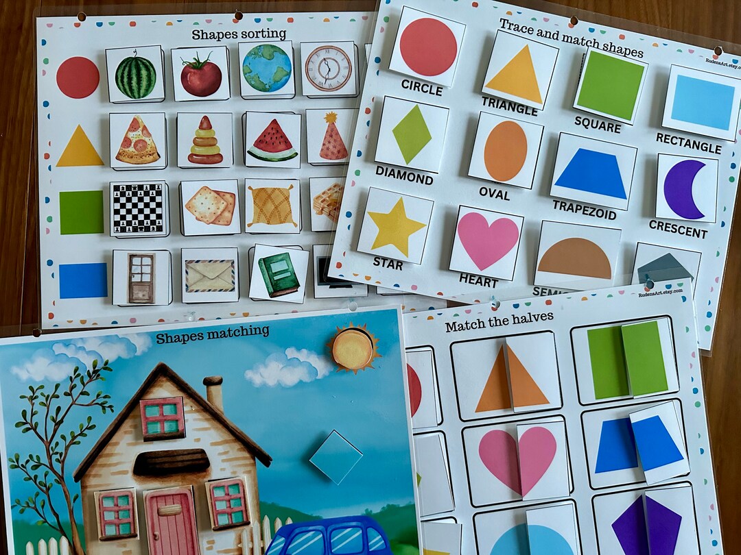 Shapes Busy Book, Toddler Activity Book Printable, Shapes Learning Book ...