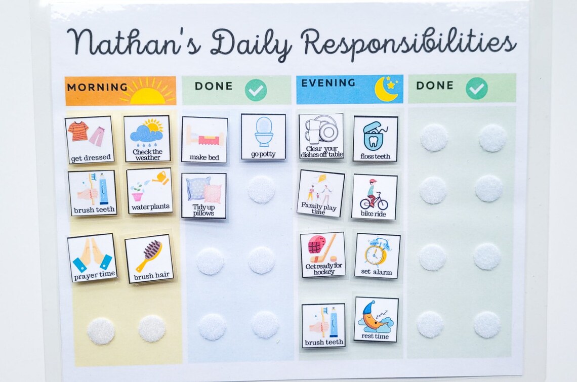 Chore Chart for Kids Daily Responsibilities Chart Toddler - Etsy