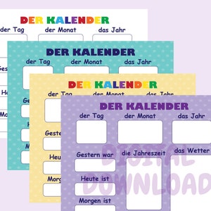 GERMAN Kids Daily Calendar With Weather Chart, Classroom Calendar 2024 ...