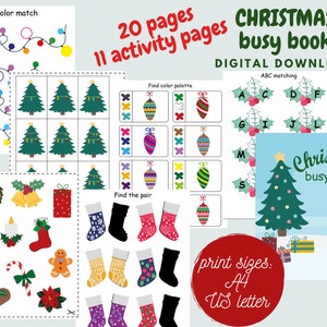 Christmas Busy Book for Toddlers, Winter Printable Busy Binder for Kids ...